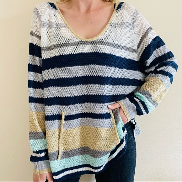 Caribbean Joe | Sweaters | New Caribbean Joe Striped Knit Front Pocket ...